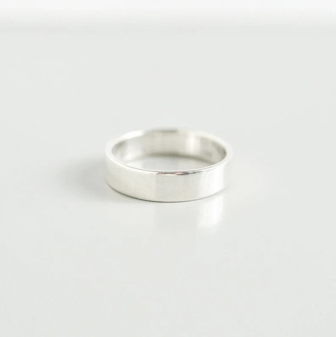 Solid Silver Band Ring for Women, Cigar Band Ring, Simple Ring, Wide ...