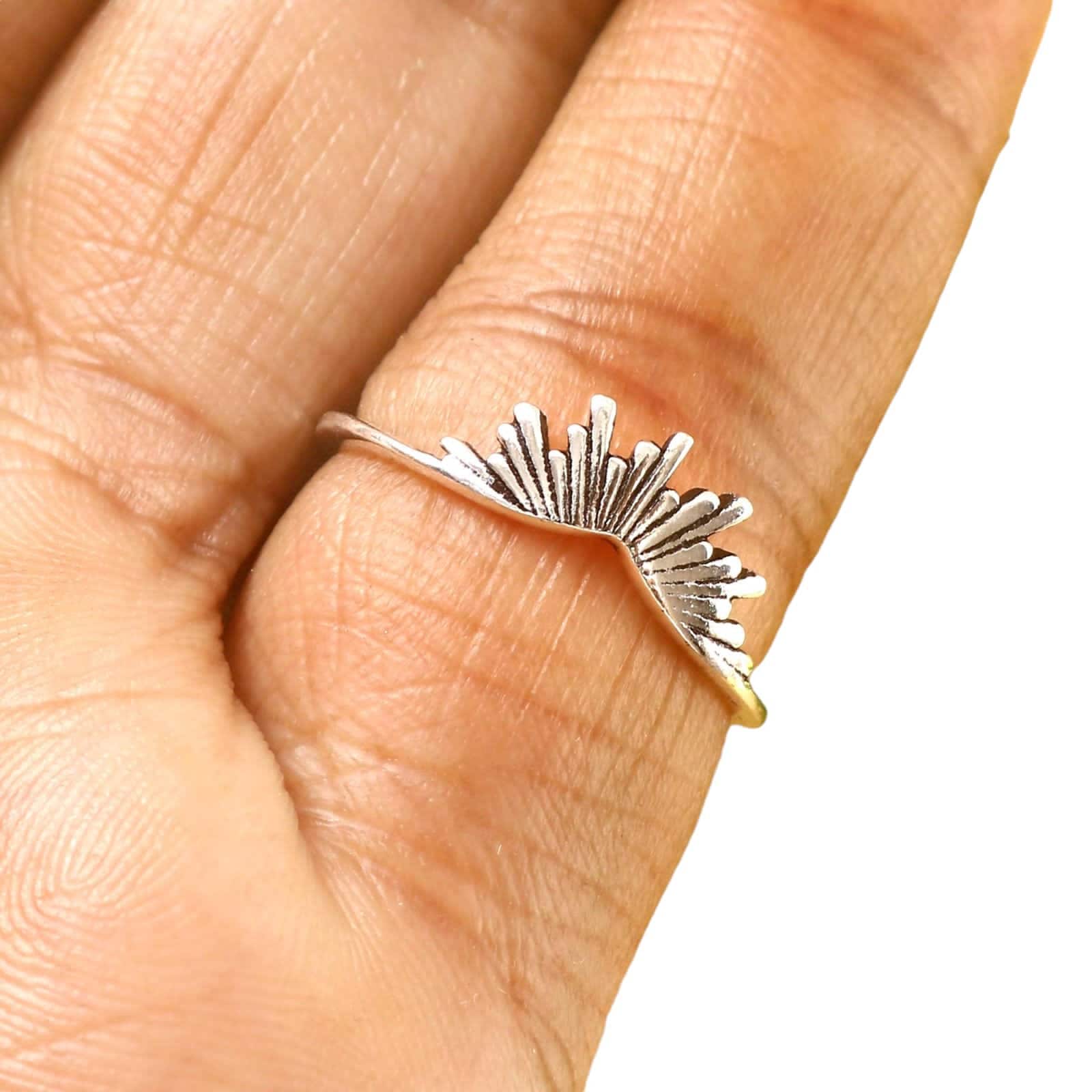 14k Solid Gold Sunburst Ring, Gold Sunbeam Ring, Sunshine Ring, Rising Sun Ring, Perfect Gift ...