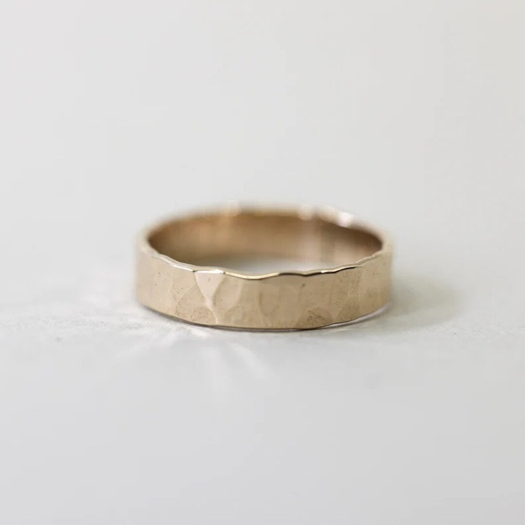 Wide Band Gold Ring Hammered Minimalist Gold Filled Ring Hammered Gold ...