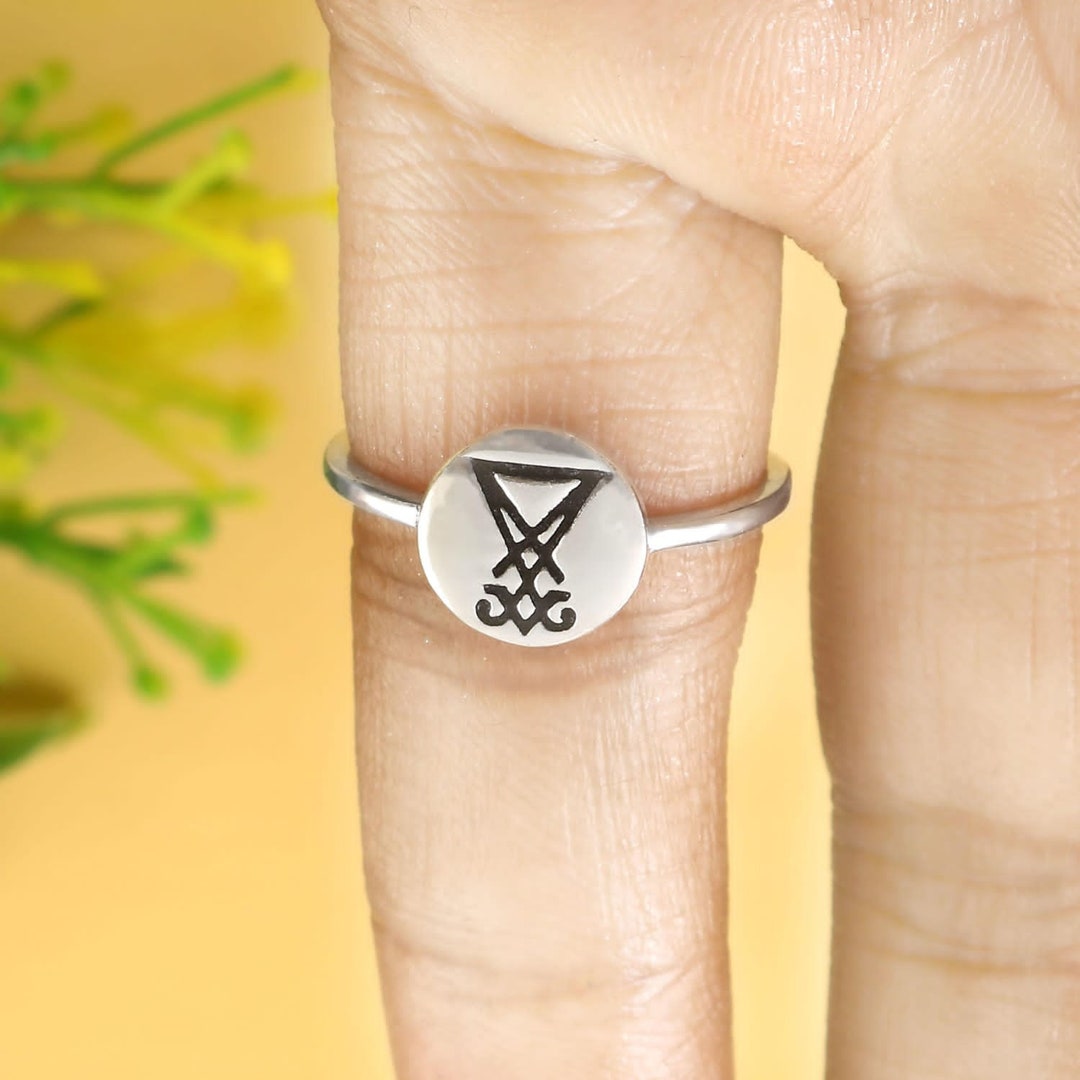 Sterling Silver Satanic Ring,sigil of Lucifer Ring,silver Rune Ring ...