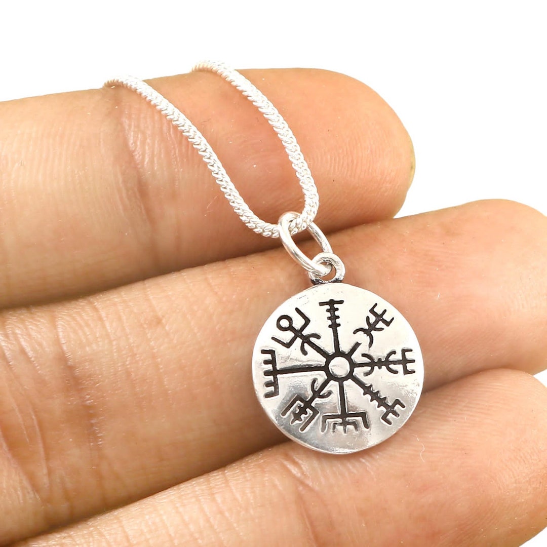 925 Sterling Silver Vegvisir Necklace,viking Rune Necklace,silver Rune ...