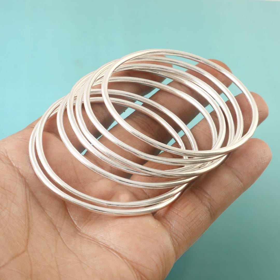 Thick West Indian Bangles | Sterling Silver Bangle Set of 8 | West ...