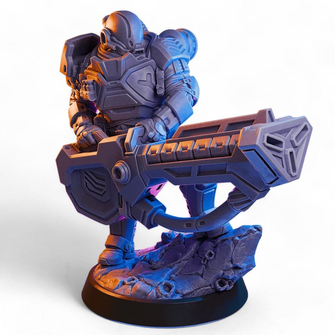 Infantry Heavy Gunner Statue, Sifi Figure, Dnd Miniature / Fantasy Boss ...