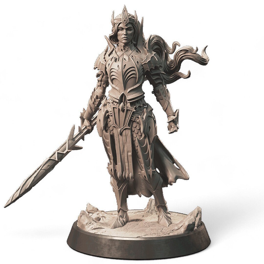 Fel Queen Warrior Spear Statue, Fantasy Figure, Dnd Miniature / Fantasy ...