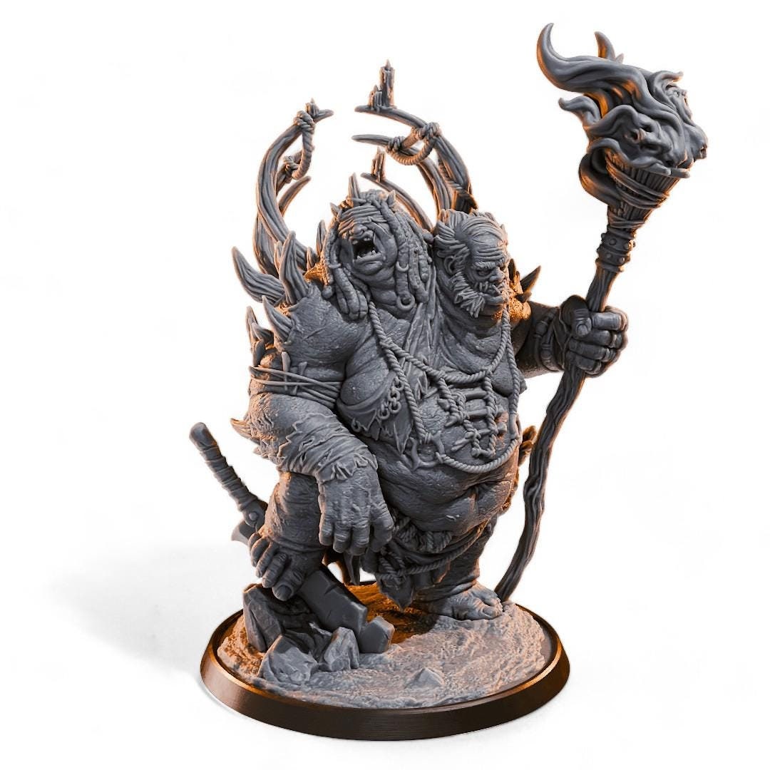 Dnd 2 Headed Troll Miniature Fantasy Miniature Custom Sizes Dungeons ...