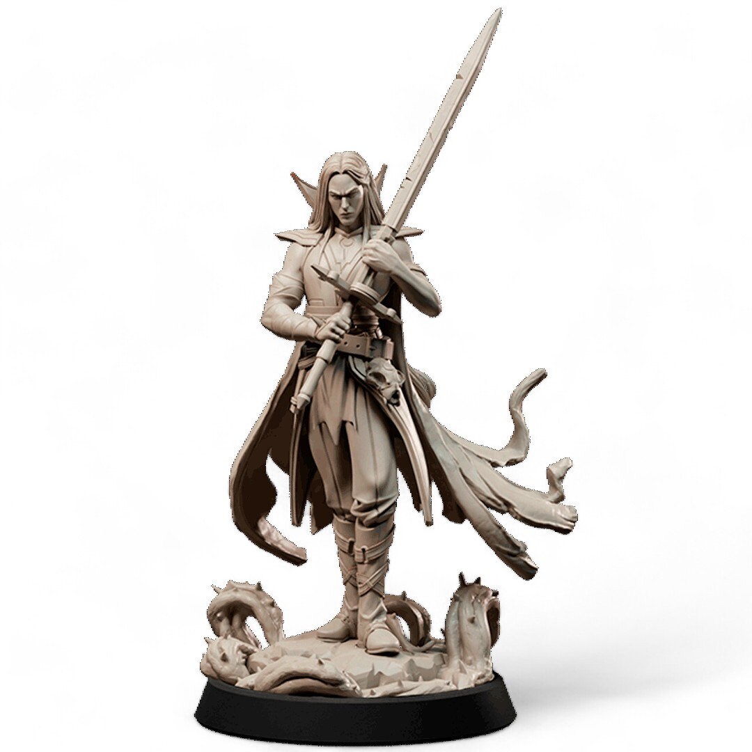 Elf Flamberge Shadow Forest Statue, Fantasy Figure, Dnd Miniature ...