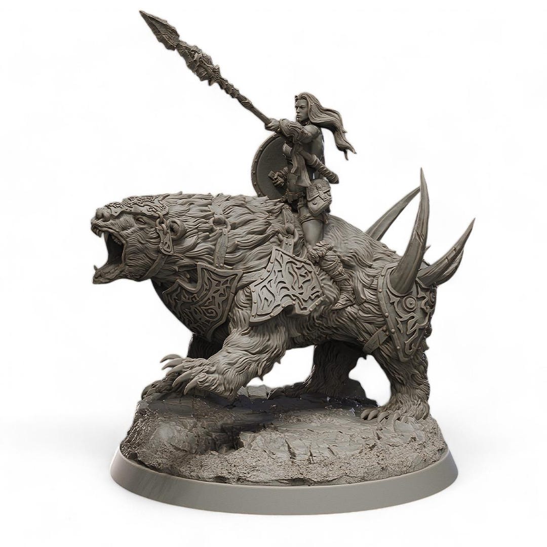 Dnd Shield Maiden Mounted Miniature Fantasy Miniature Custom Sizes ...