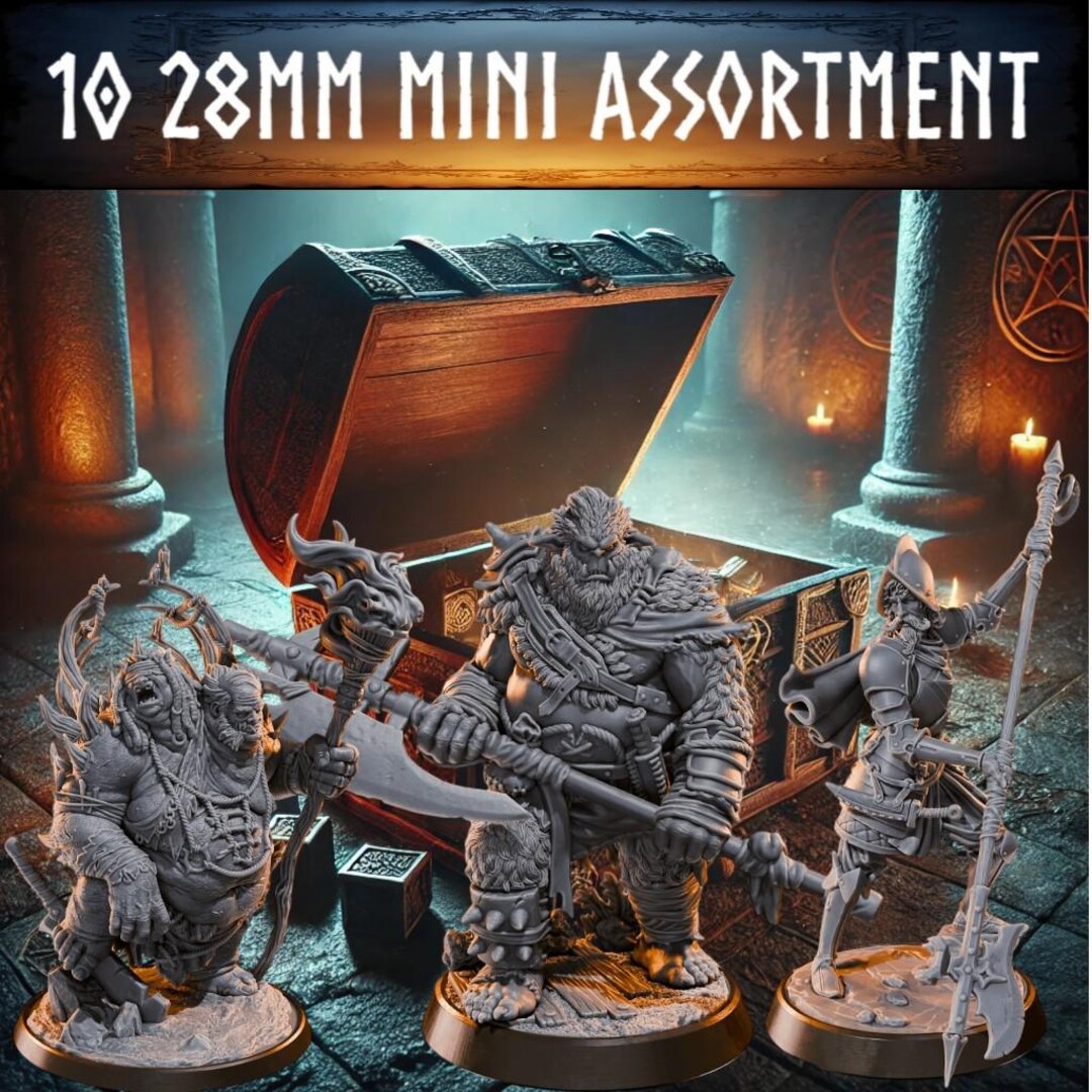 Dnd 28mm Box of 10 Minis Assortment Miniature Fantasy Miniature Custom ...