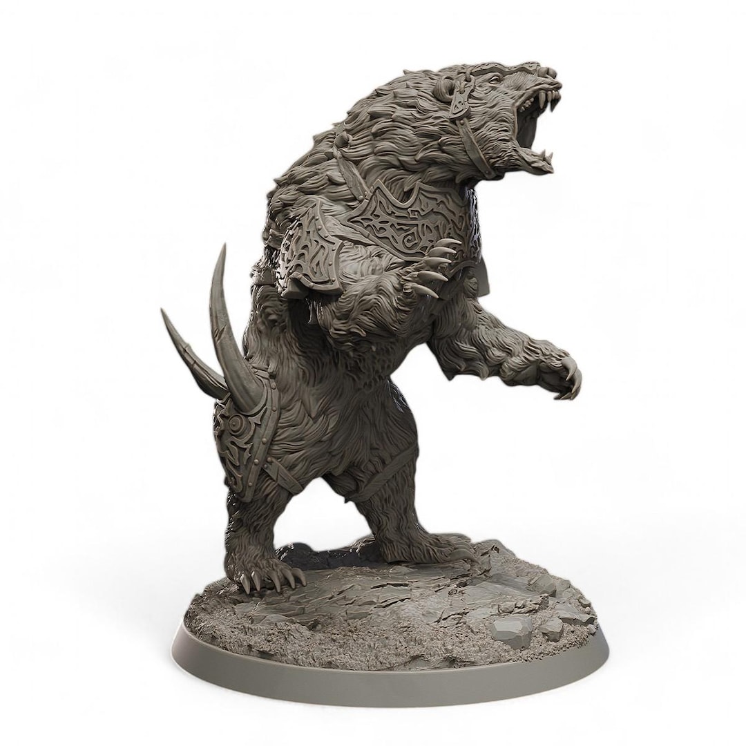 Dnd Bear Warrior Miniature Fantasy Miniature Custom Sizes Dungeons and ...