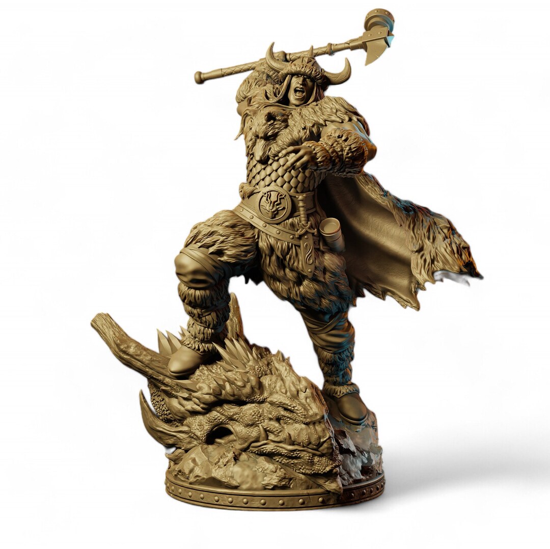 Barbarian Dragon Slayer Statue, Fantasy Figure, Dnd Miniature / Fantasy ...