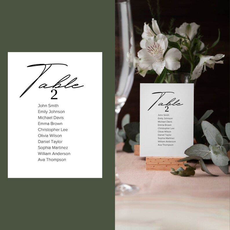 Printable WEDDING Table NUMBER CARD Minimalist Editable Guest - Etsy