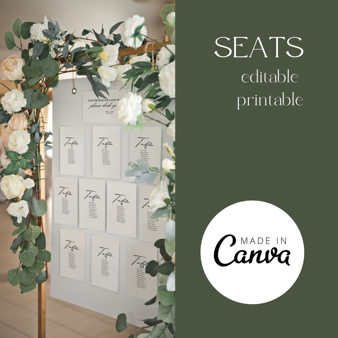 Printable WEDDING Table NUMBER CARD Minimalist Editable Guest - Etsy