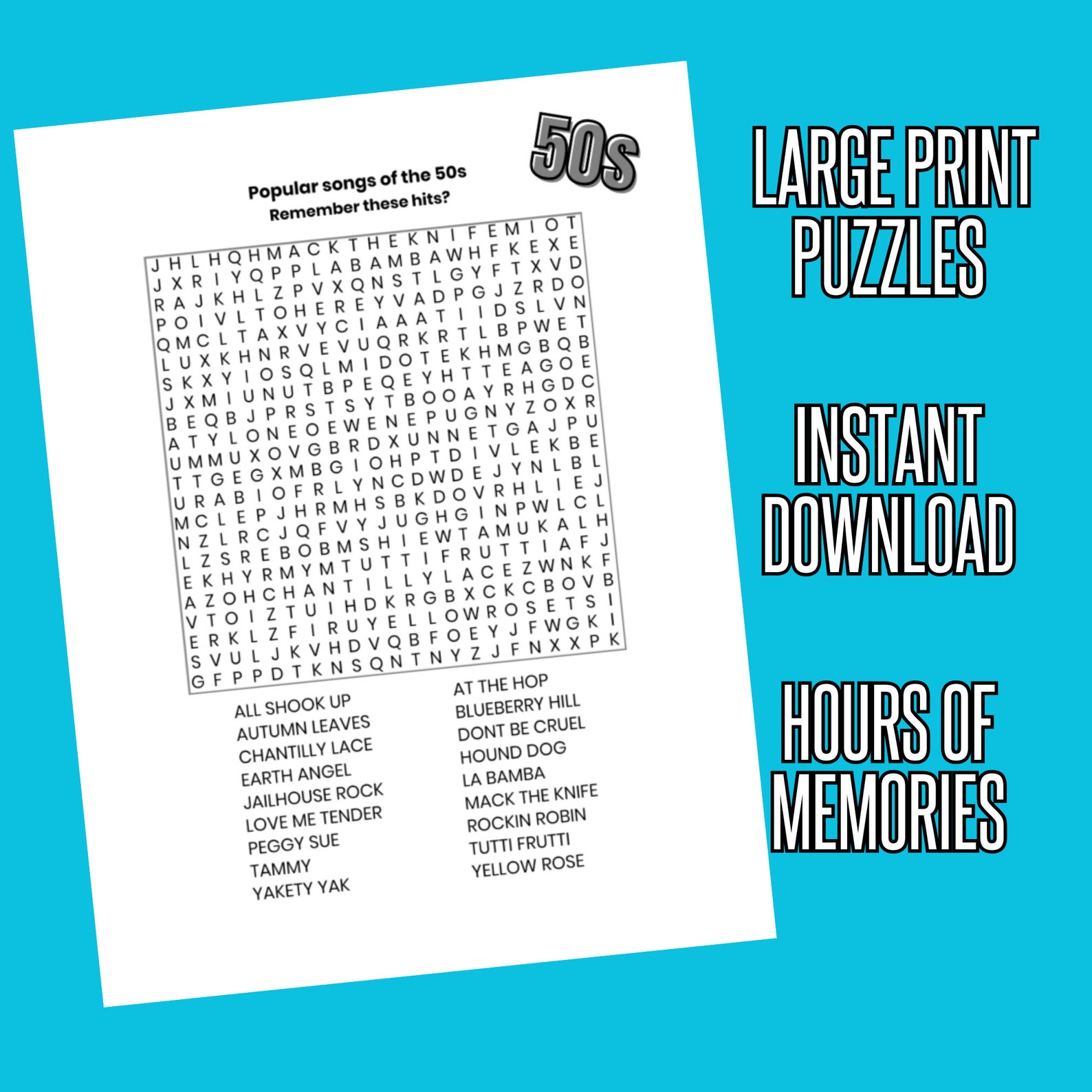 Large Print Word Search Puzzles - 50s Through 80s - 160 Printable ...