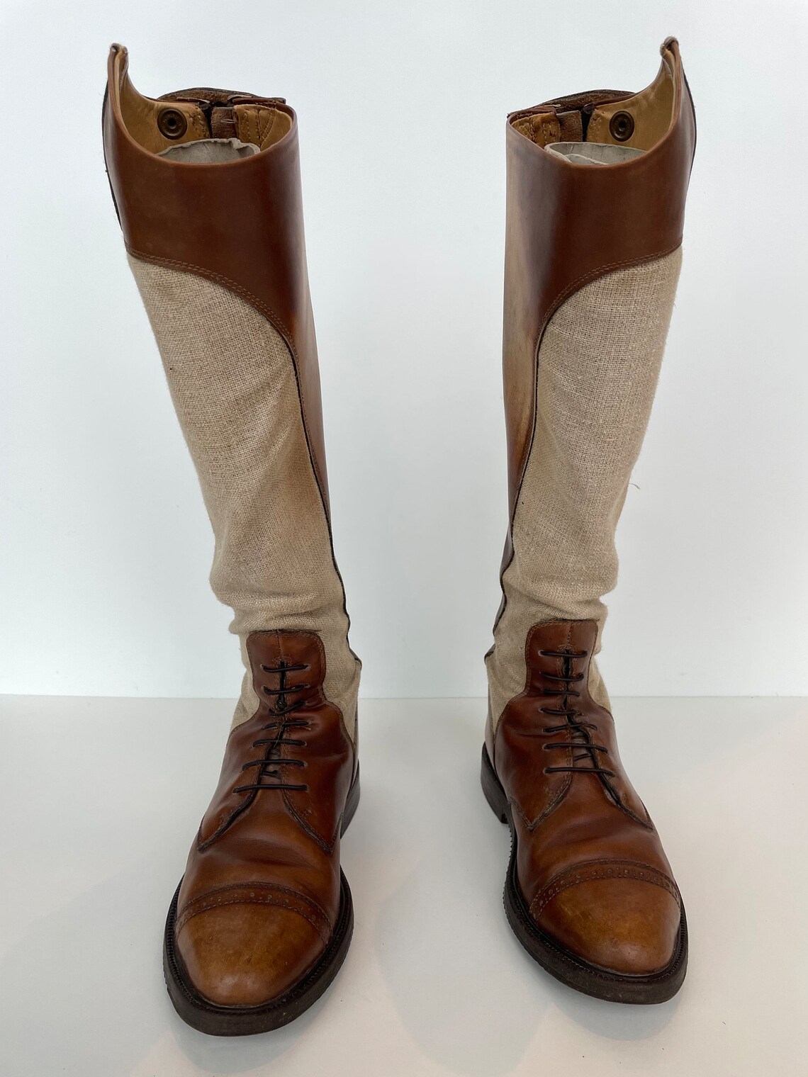 Custom Made Ridding Boots, Leather and Canvas - Etsy