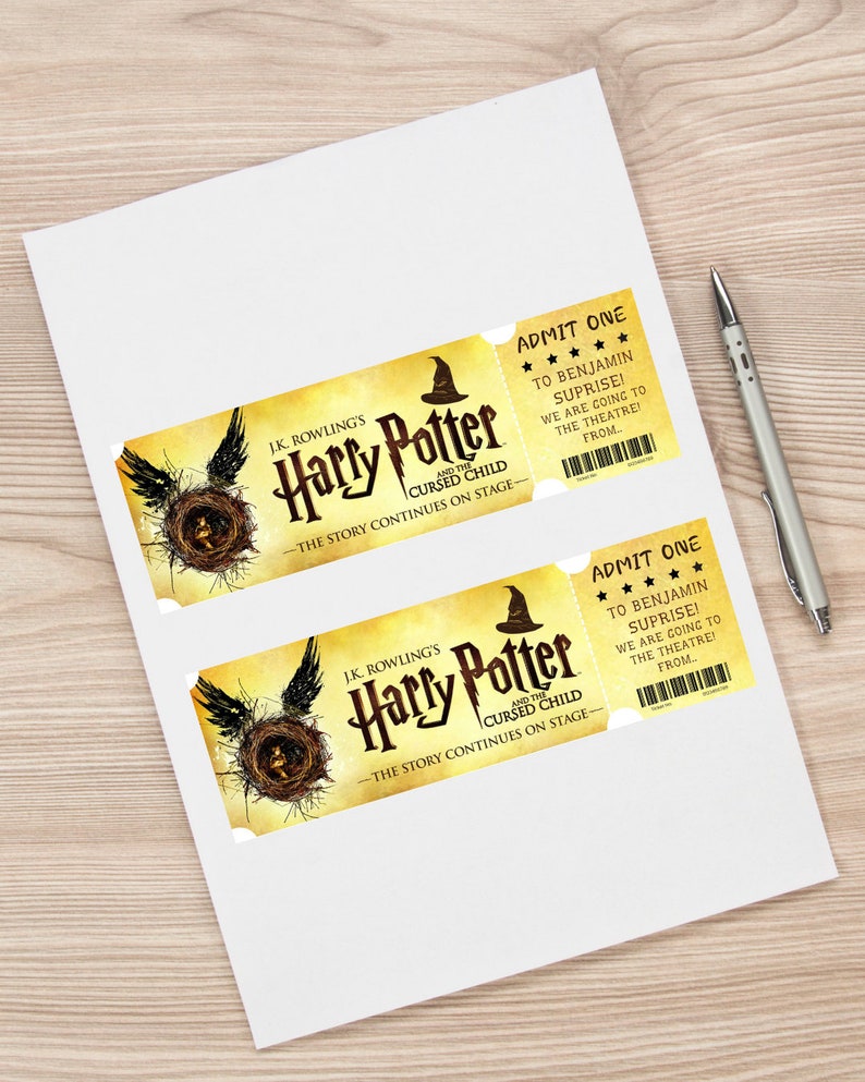 HARRY POTTER and the Cursed Child Printable Broadway Gift Ticket, Collectible Theatre Ticket ...