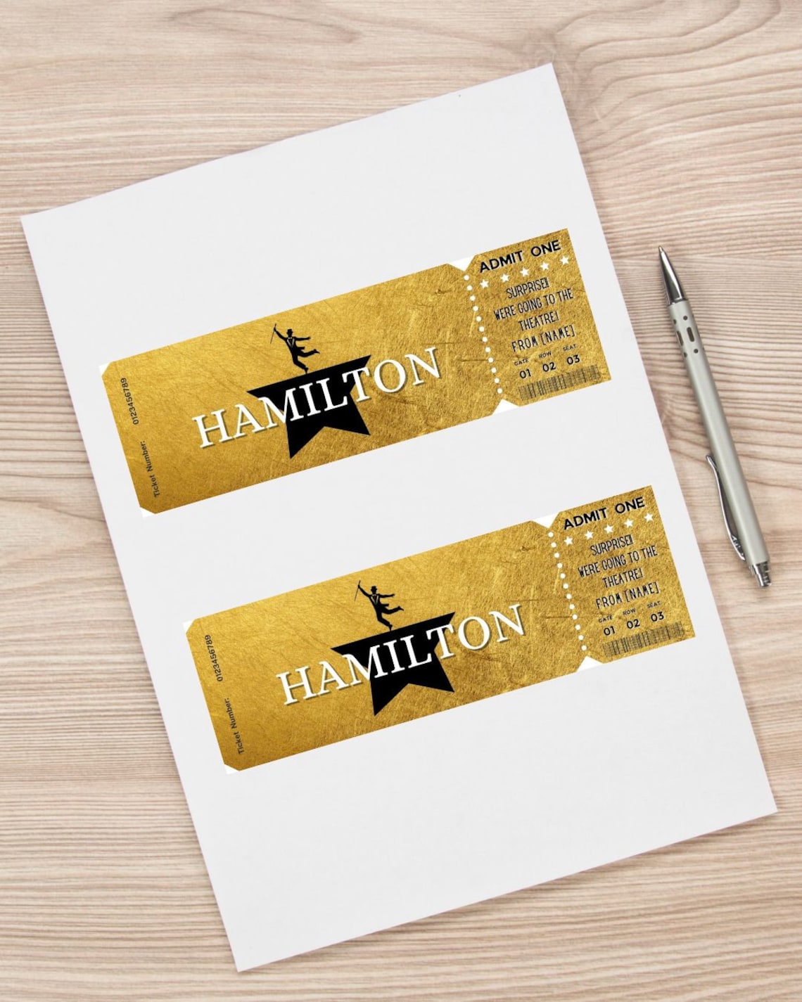 Personalised Hamilton Ticket Printable Broadway Surprise Ticket Musical Theatre Faux Event ...