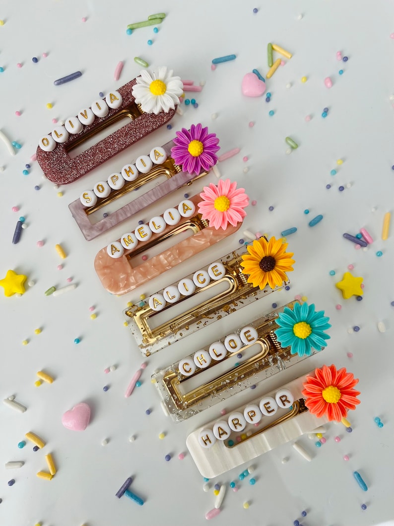 Personalized Name Hair Clip: Daisy Flower Girl Gift, Graduation Gift - Etsy