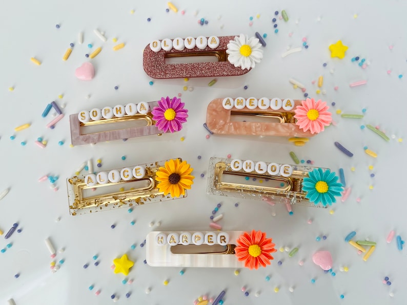 Personalized Name Hair Clip: Daisy Flower Girl Gift, Graduation Gift - Etsy