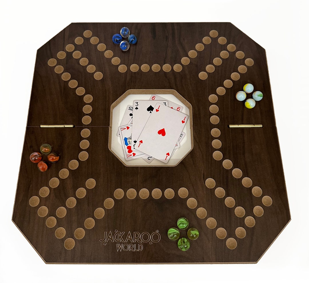 Jackaroo Board Game: Foldable Wooden 2-4 Player Card & Marble Strategy ...
