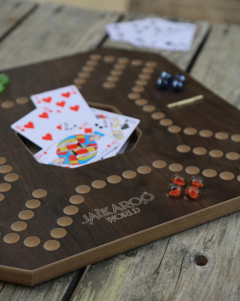 Jackaroo Board Game: Foldable Wooden 2-4 Player Card & Marble Strategy ...