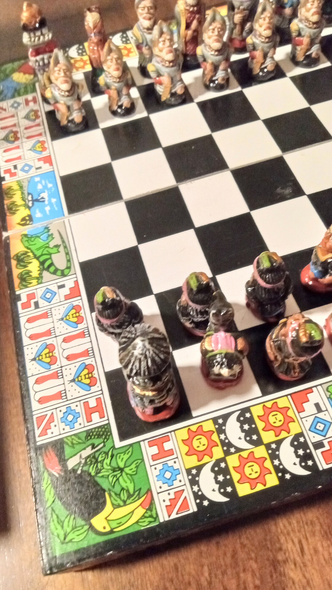Aztec/mayan Vs Spanish Conquistadors Themed Wood and Ceramic Chess Set ...
