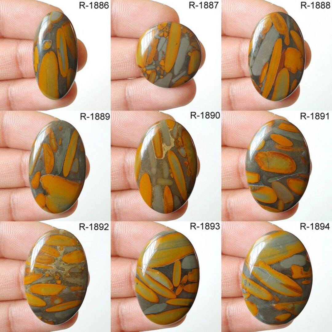 Rare Quality Natural Bamboo Jasper Cabochon - Smooth Polished Flat Back Cabochon - Beautiful ...