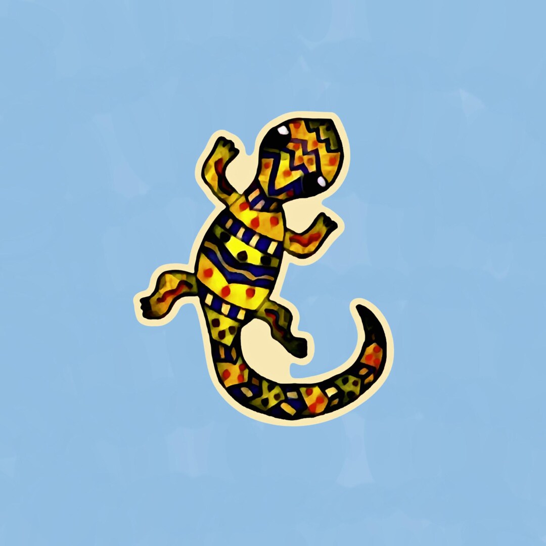 Colorful Patterned Lizard Sticker | Created Directly From Hand Painted ...