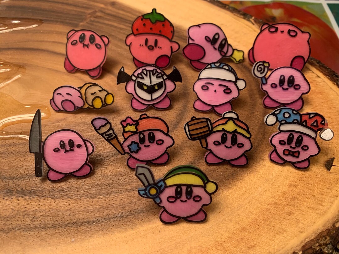 Pink Cute Kirby Video Game Shrinky Dink Pins - Etsy