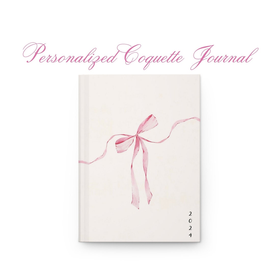 Coquette Journal, Pink Bow, Personalized Journal, Coquette Notebook ...