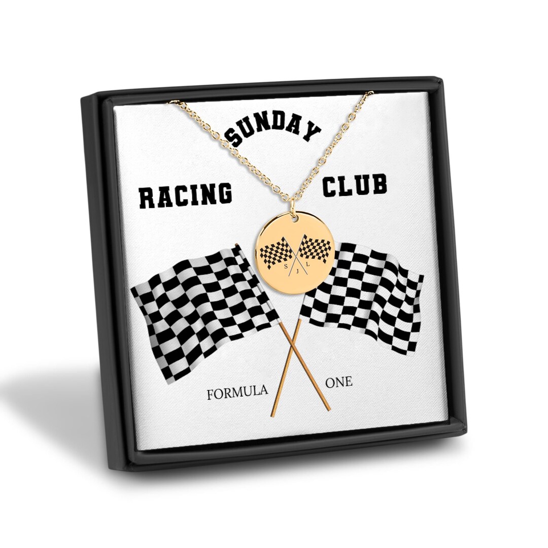 Personalized Racing Flag Necklace, F1 Necklace, Sunday Racing Club ...
