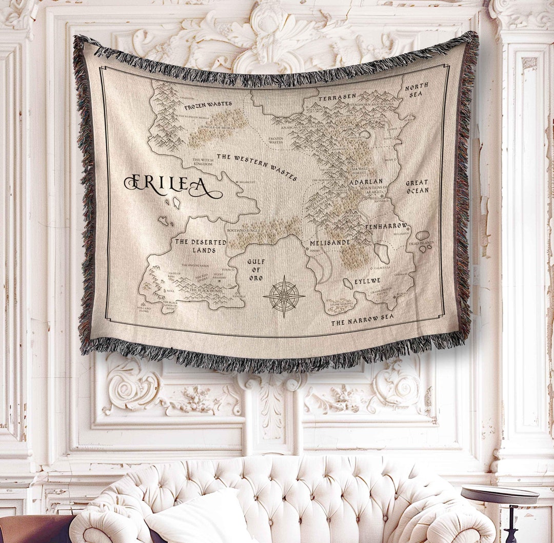 Throne of Glass Woven Blanket, Map of Erilea Tapestry, Bookish Gift for ...
