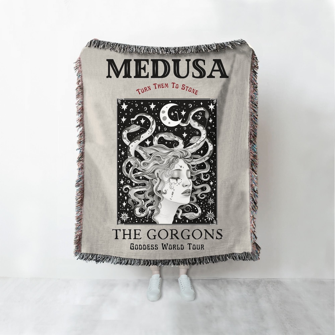 Medusa Blanket, Greek Mythology, Greek Goddess, Woven Tapestry Throw ...