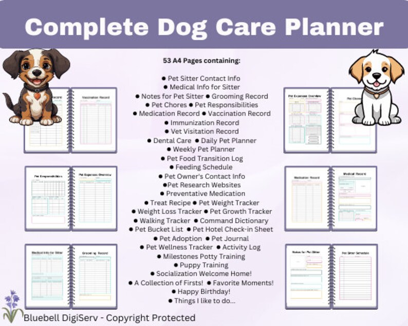 Dog Planner Printable, Planners, Dog Health Care, Puppy Checklist, Pet ...