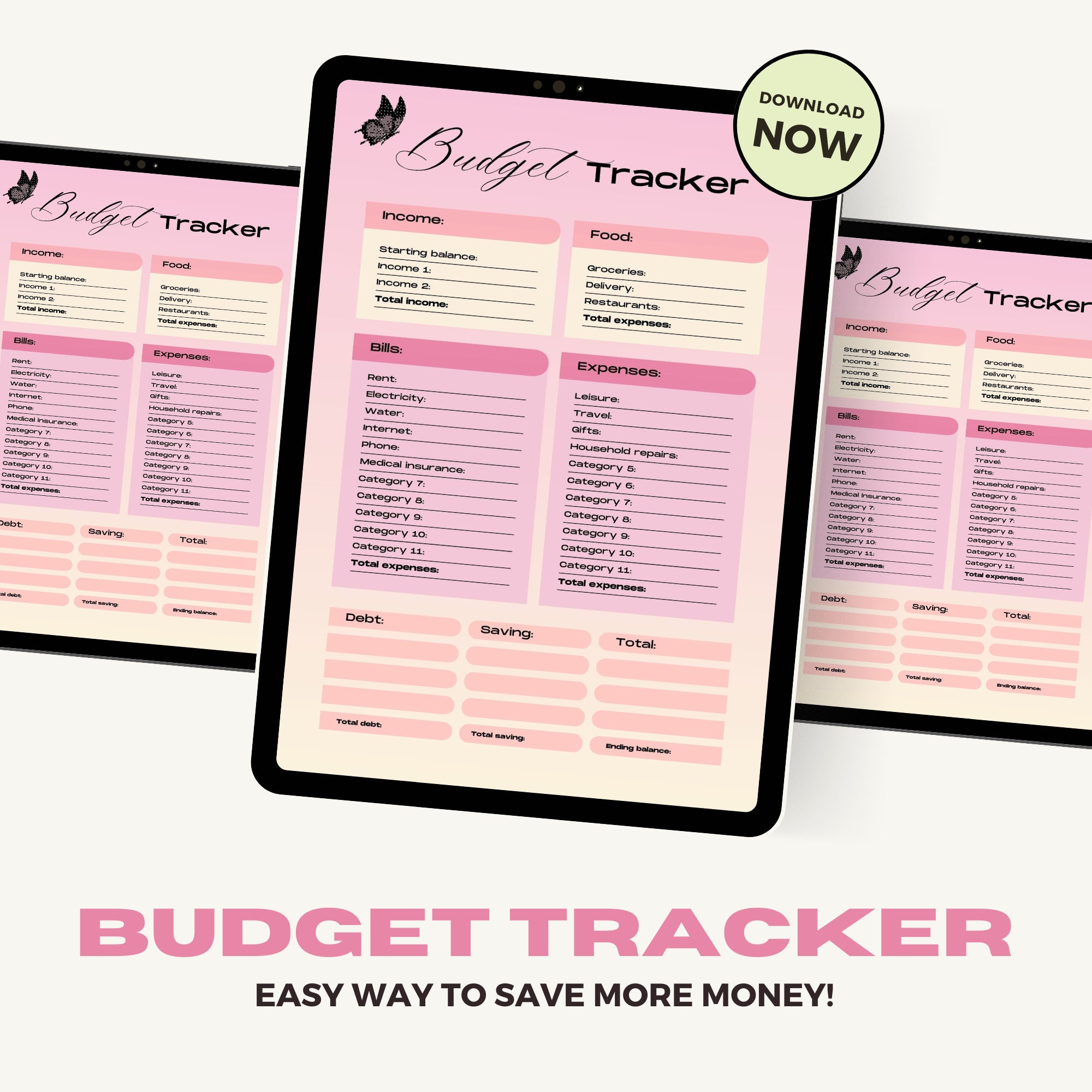 Cute Budget Planner Printable PDF, Paycheck Budget Planner, EDITABLE ...
