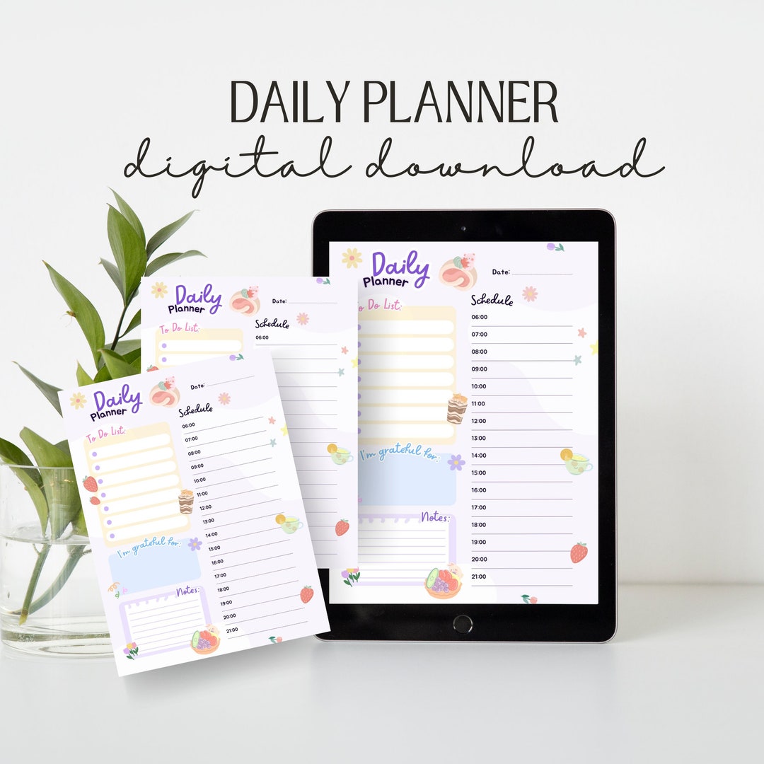 Cute Doodle Playful Digital Daily Planner, Printable Daily Planner ...