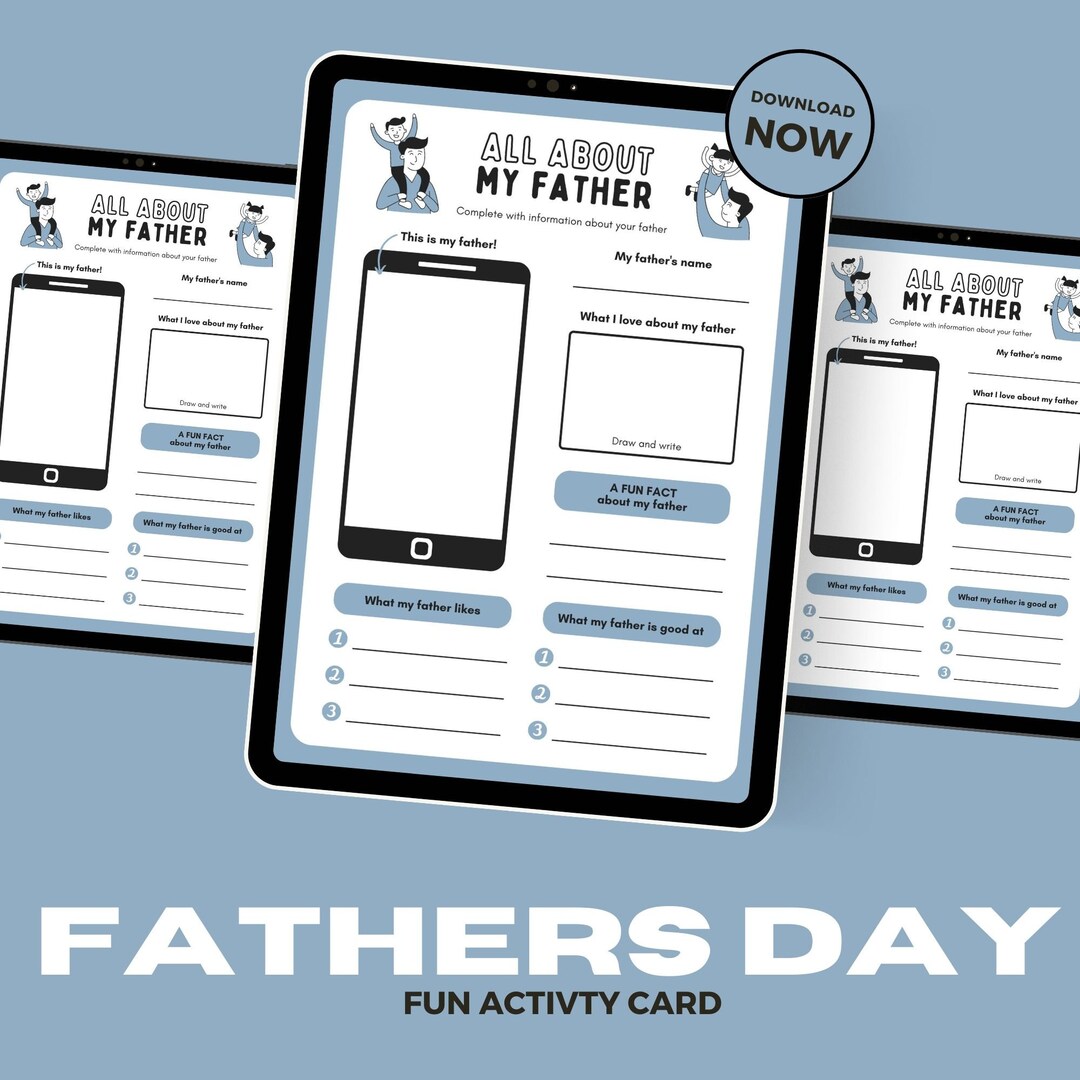 Printable All About My Father Activity Card, Best Dad Gift for Fathers ...