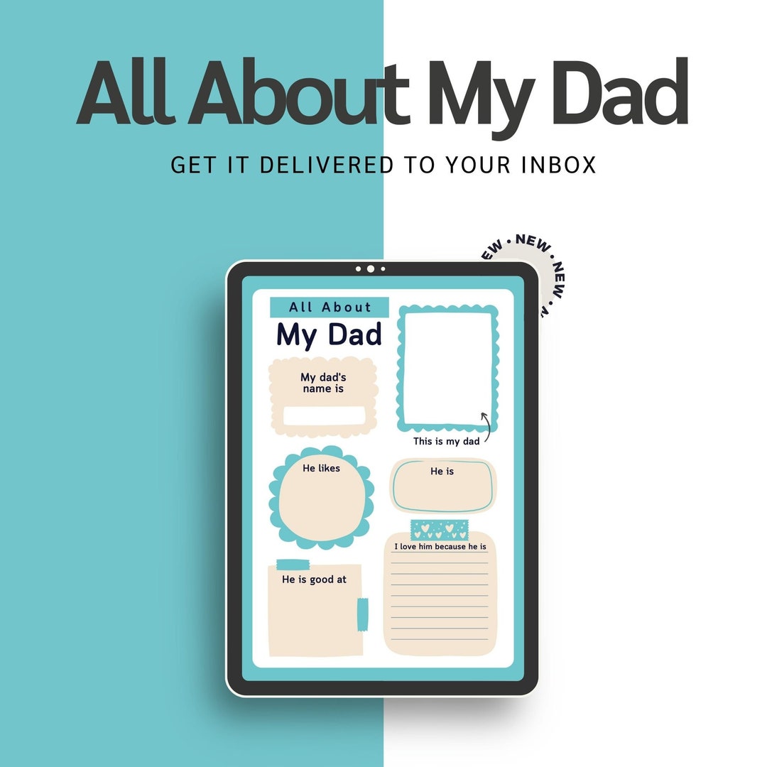 All About My Dad Activity Page for Fathers Day, Printable Digital ...
