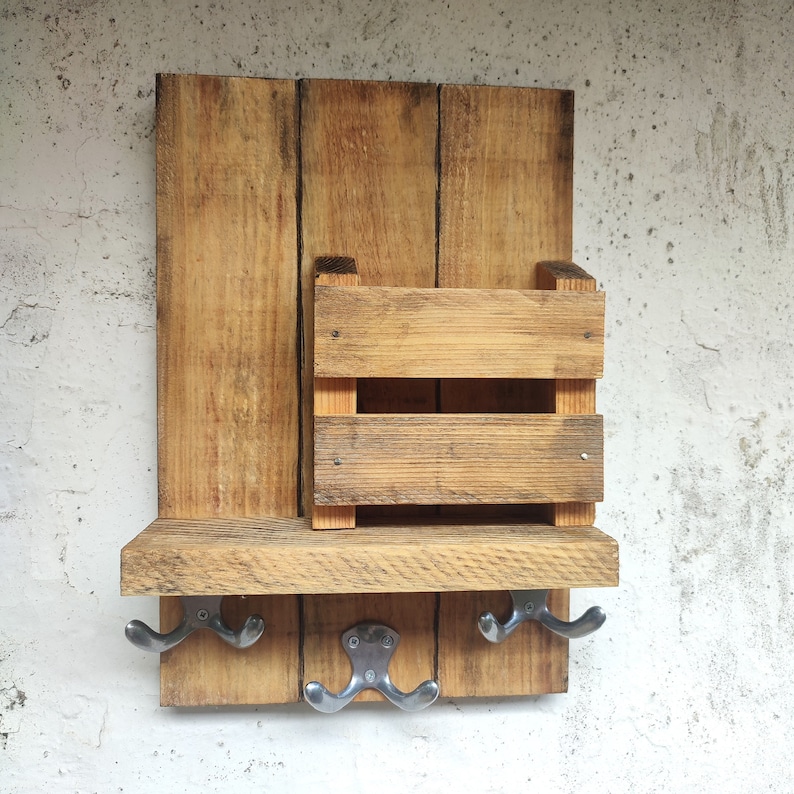 Rustic Wall Organizer for Entryway, Handcrafted Mail Rack Organizer ...