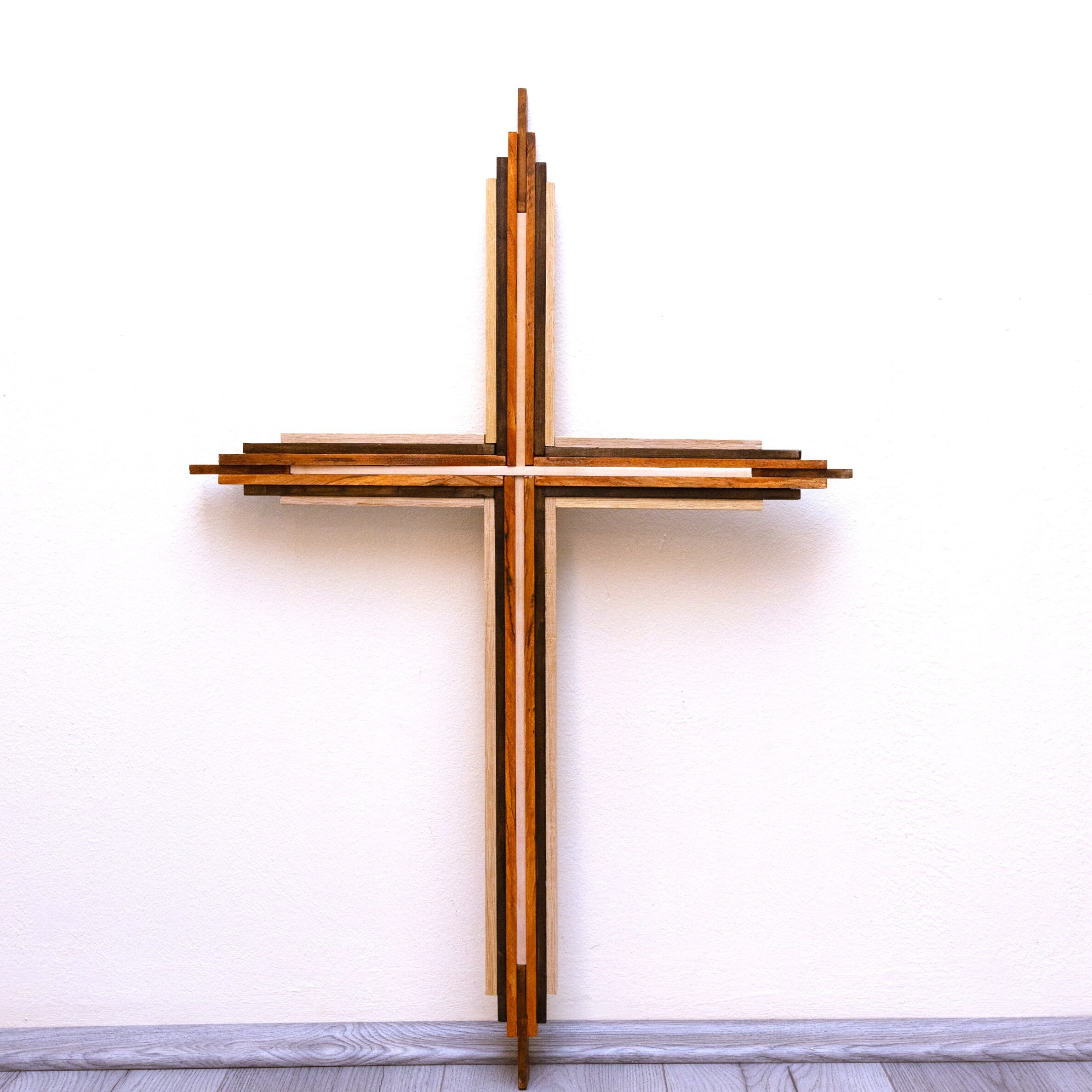 Handmade Layered Wood Cross: Oak, Ash, Maple Religious Decor - Etsy