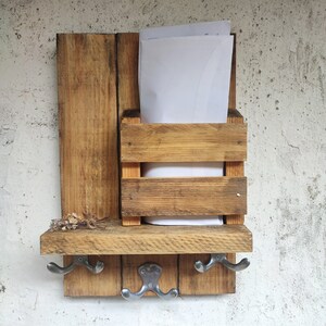 Rustic Wall Organizer for Entryway, Handcrafted Mail Rack Organizer ...