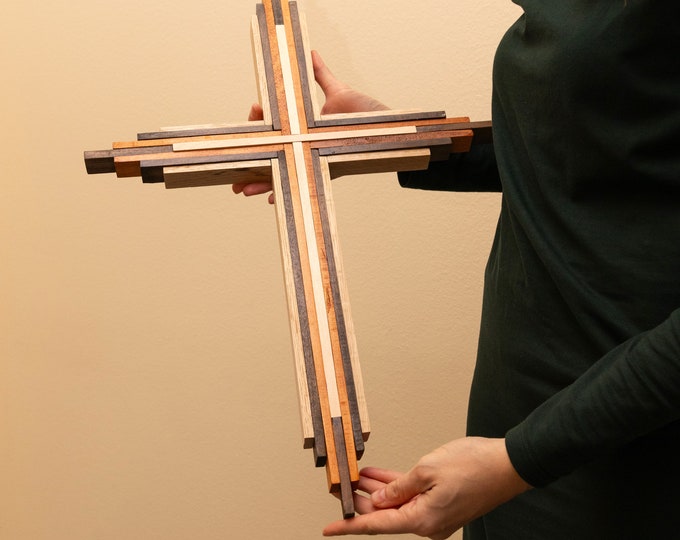 Cross Wooden Big Crucifix Wood Cross Stained Layered Wood Crucifix ...