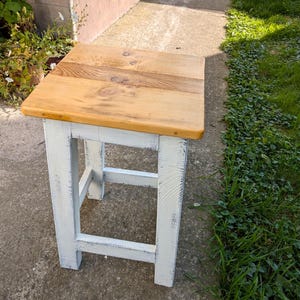 Farmhouse Rustic Wooden Bar Stool. Shabby White Kitchen Artist Tall ...