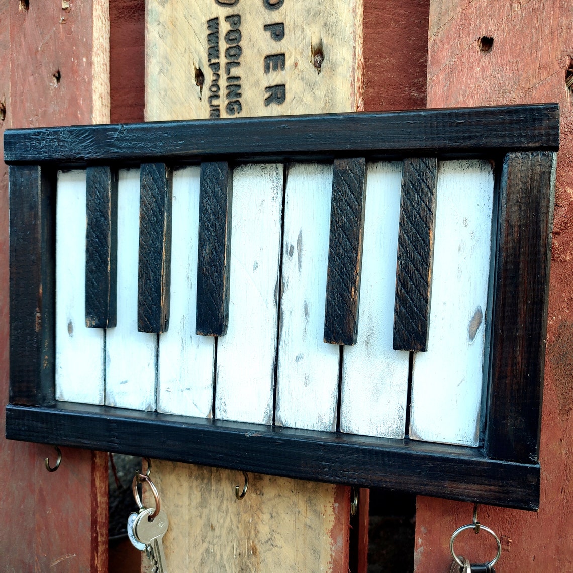 Piano Keyboard Wooden Key Holder, Rustic Key/jewelry Rack, Piano Wood ...