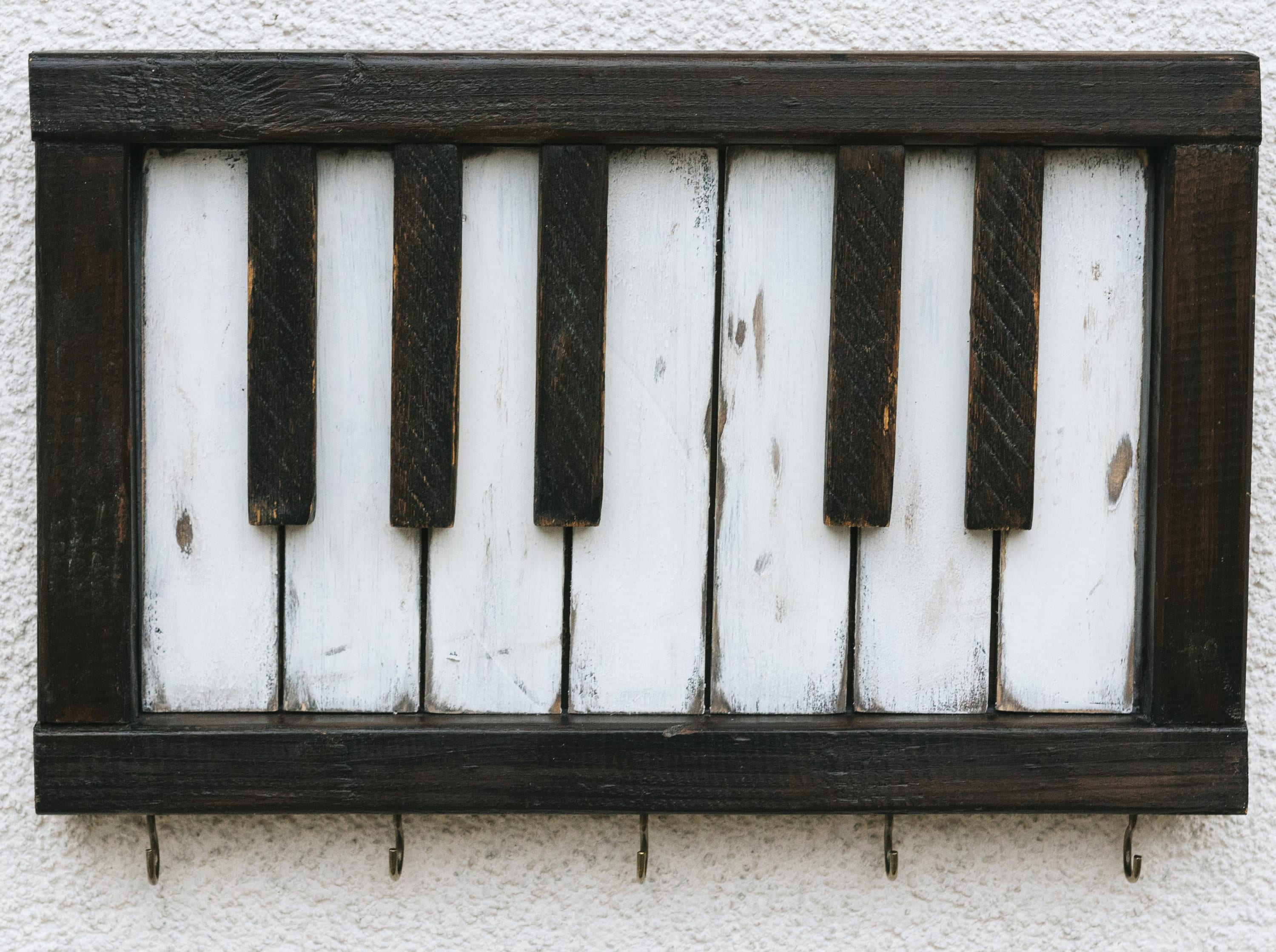 Piano Keyboard Wooden Key Holder, Rustic Key/jewelry Rack, Piano Wood ...