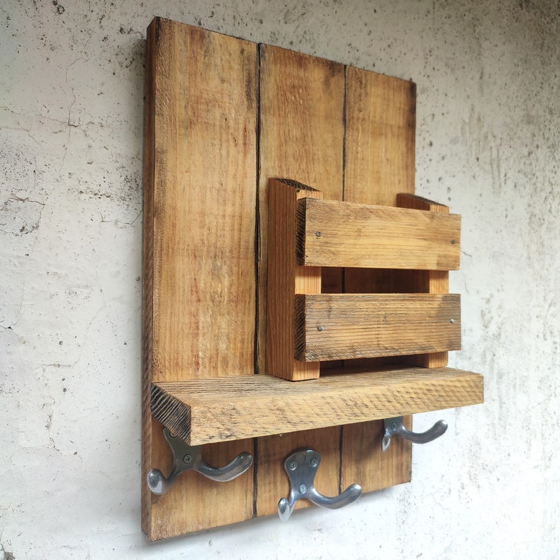 Rustic Wall Organizer for Entryway, Handcrafted Mail Rack Organizer ...