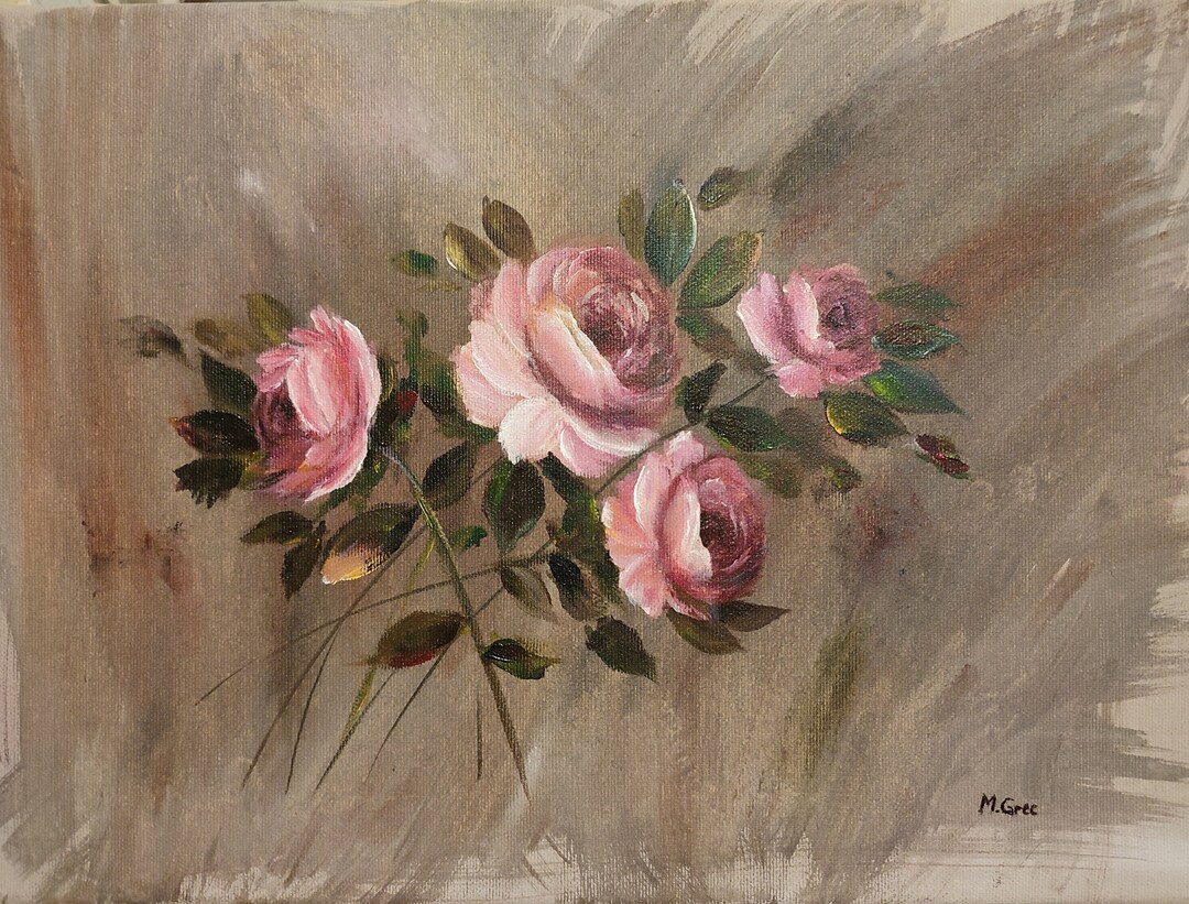Rose Original Hand Painted Acrylic Painting. Decorative Fine Art ...