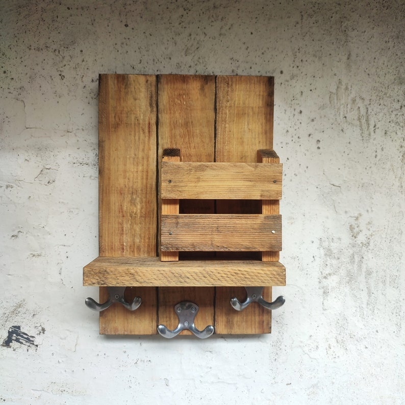 Rustic Wall Organizer for Entryway, Handcrafted Mail Rack Organizer ...