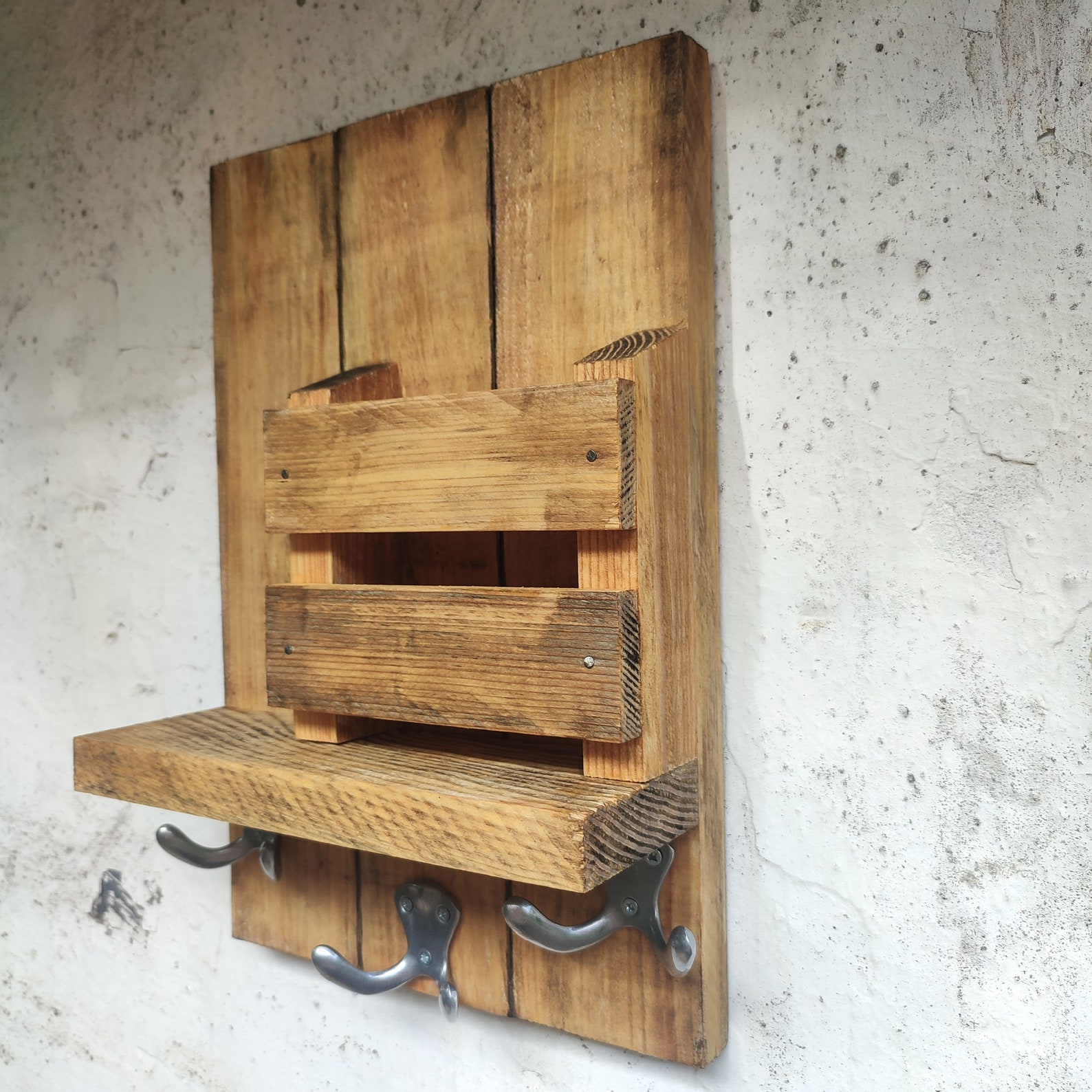 Rustic Wall Organizer for Entryway, Handcrafted Mail Rack Organizer ...