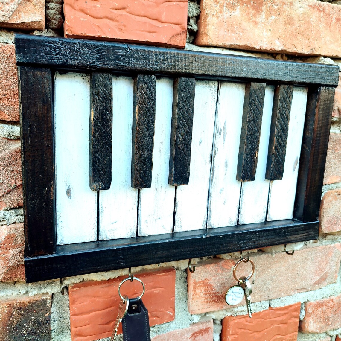 Piano Keyboard Wooden Key Holder, Rustic Key/jewelry Rack, Piano Wood ...