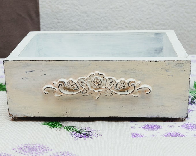 Vintage White Wood Crate Box Flower Antique, Distressed Shabby Chic ...